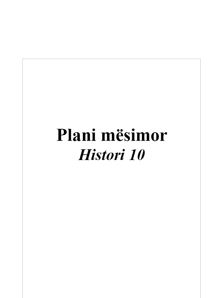 Plani mësimor Historia 10 - Shtëpia Botuese Albas